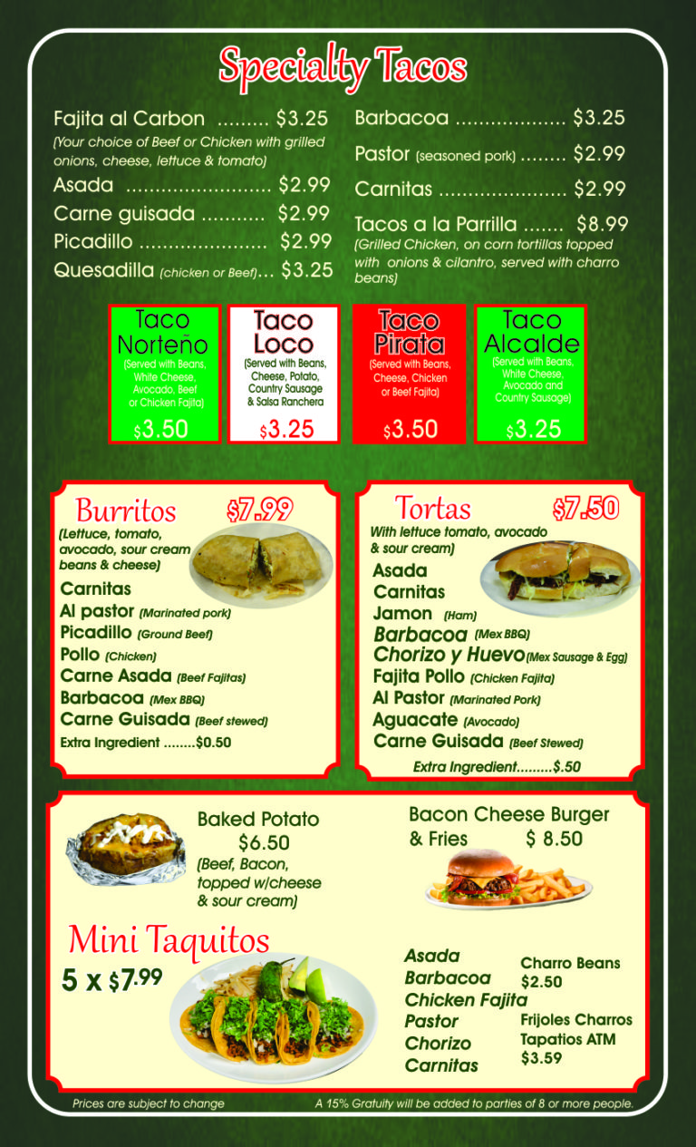 Menu – Taco-Tex